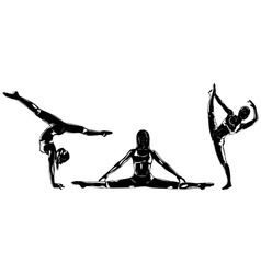 Three sports women silhouettes Royalty Free Vector Image