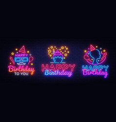 Happy birthday neon sign happy birthday Royalty Free Vector