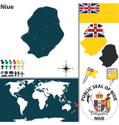Detailed map of niue and capital city alofi Vector Image