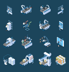 Smart manufacturing isometric icons concept Vector Image