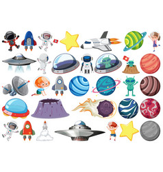 Set of planets and star Royalty Free Vector Image