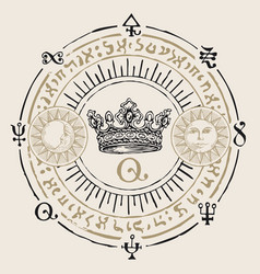 Alchemy symbol with royal crown sacred geometry Vector Image
