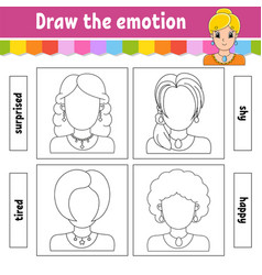 Draw emotion worksheet complete face Royalty Free Vector
