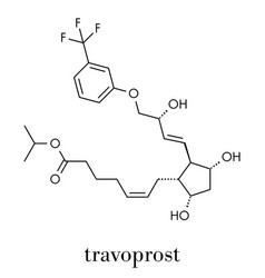 Travoprost eye disease drug molecule used Vector Image