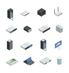 Datacenter elements icon set Royalty Free Vector Image