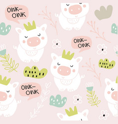 Cute pigs seamless pattern Royalty Free Vector Image