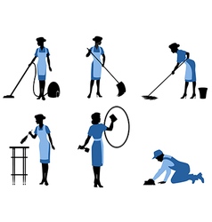 Two cleaning women Royalty Free Vector Image - VectorStock