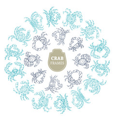 Two round chalk crab frames Royalty Free Vector Image