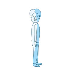 Blue silhouette shading cartoon full body man Vector Image