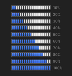 Green progress bar set on white background Vector Image