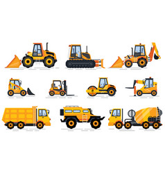 Construction vehicle and transport outline color Vector Image