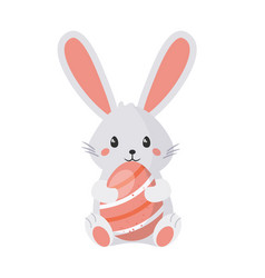 Cute rabbit holding eggs happy easter bunny Vector Image