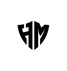 Hm monogram logo with shield and crown style Vector Image