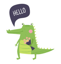 Cute cartoon crocodile isolated on white Vector Image