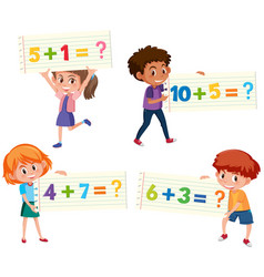 Solve math addition question Royalty Free Vector Image