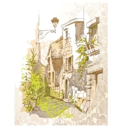 Hand made sketch of old street Royalty Free Vector Image