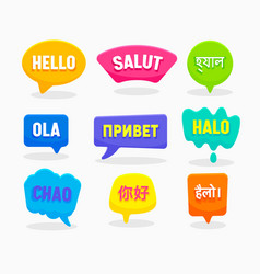 Speech bubbles with hello on different languages Vector Image