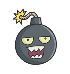 Bomb with angry face Royalty Free Vector Image