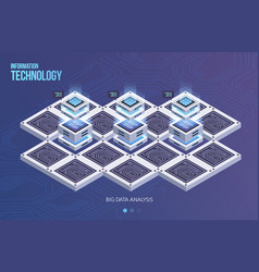 Concept of big data processing isometric data Vector Image