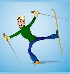 Young man falling while skiing Royalty Free Vector Image