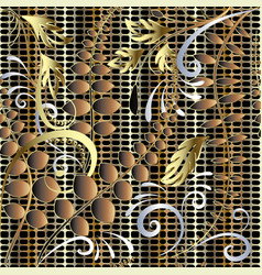 Rose gold floral leafy 3d seamless pattern Vector Image