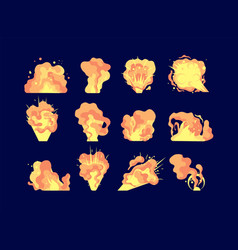 Cartoon fire flames set ignition light Royalty Free Vector