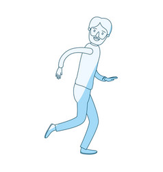 Blue silhouette shading cartoon full body man Vector Image