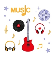 Music party kawaii set musical instruments Vector Image