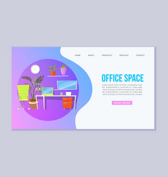Workspace poster office desk interior Royalty Free Vector