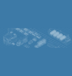 Blueprint of delivery station Royalty Free Vector Image