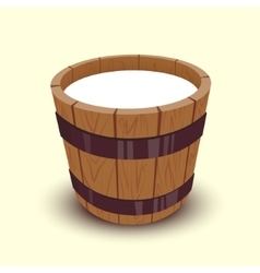 Wooden bucket with milk splash isolated on white Vector Image