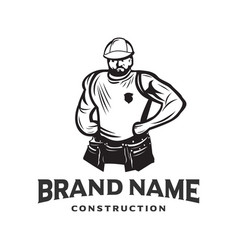 Construction worker logo workman laborer Vector Image