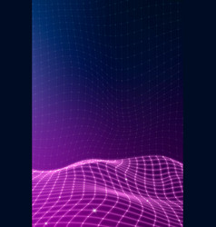 Neon wireframe wave pattern Royalty Free Vector Image