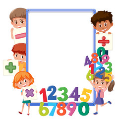 Paper template with kids and numbers Royalty Free Vector