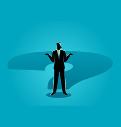 Man sitting on big question mark symbol Royalty Free Vector