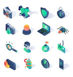 Isometric cyber security infographics with icons Vector Image