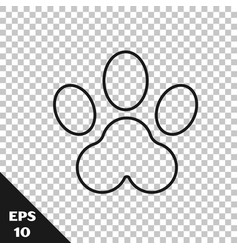 Black line paw print icon isolated on transparent Vector Image