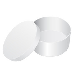 Round gift box white blank open and closed Vector Image