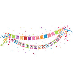 Congratulations design with ribbon and confetti Vector Image