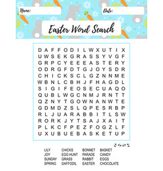 Spring word search puzzle with rainbow Royalty Free Vector