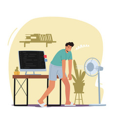 Cartoon man in hot weather Royalty Free Vector Image