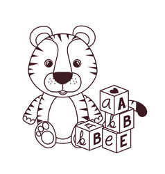 Silhouette cute animals for baby card on white Vector Image