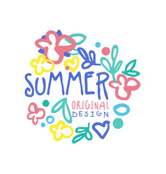 Hello summer logo original design label with Vector Image