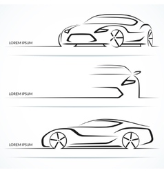 Set of abstract linear car silhouettes Royalty Free Vector