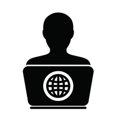 User icon with laptop computer male person Vector Image