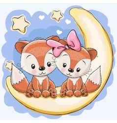 Two cute cartoon foxes Royalty Free Vector Image