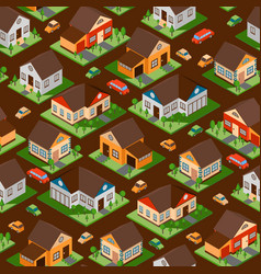 Cartoon map seamless pattern with houses and roads