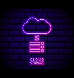 Cloud upload neon sign Royalty Free Vector Image