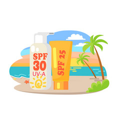 In love cartoon sun cream in bag makeup Royalty Free Vector