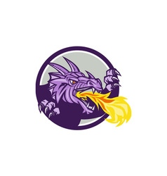 Dragon head fire crest retro Royalty Free Vector Image